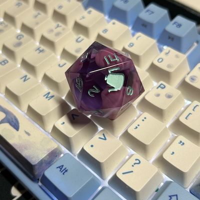 Sparkling Plum Chonk D20, Sharp Edge Polyhedral Dice Set, Dungeons and ...