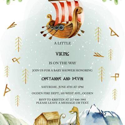 Viking Party Invitation, Viking Kids Birthday Party, Viking Invitation ...