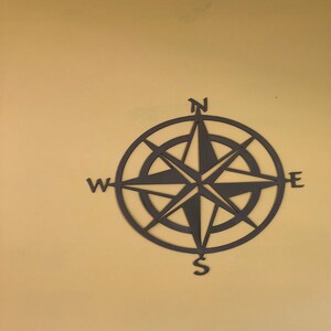 Nautical Star and Compass in Polished Steel Metal Wall Art and Home ...