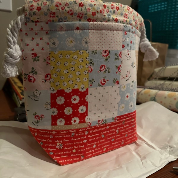 Coral Floral Project Bag, Spring Project Bag, Knitting Project Bag ...