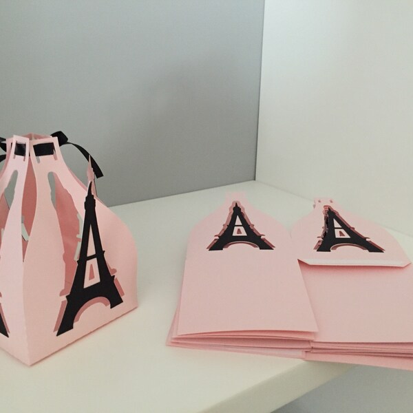 Paris Baby Shower Favor Box, Set of 10, Pink Box. Handcrafted in 3-5 ...