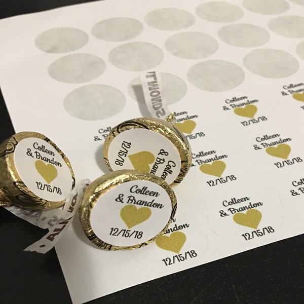 108 - .75" Personalized Wedding Labels Candy / Hershey Kiss / Favors ...