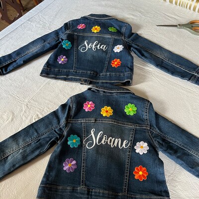 Daisy Flower Smiley Face Custom Demin Jean Jacket Personalized Baby ...