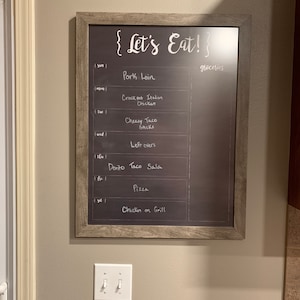 Meal Planner Framed Weekly Menu Board Dry Erase Wall Hanging Menu 1859 ...