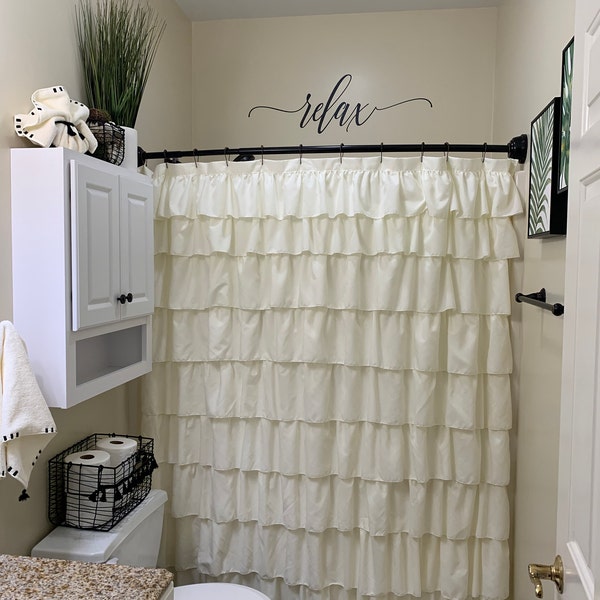Bathroom Wall Decals Quotes Relax Cursive Vinyl Letter Bath Room Decor ...