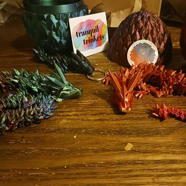 3D Printed Dragon Keychain Articulated Baby Gemstone Dragon - Etsy