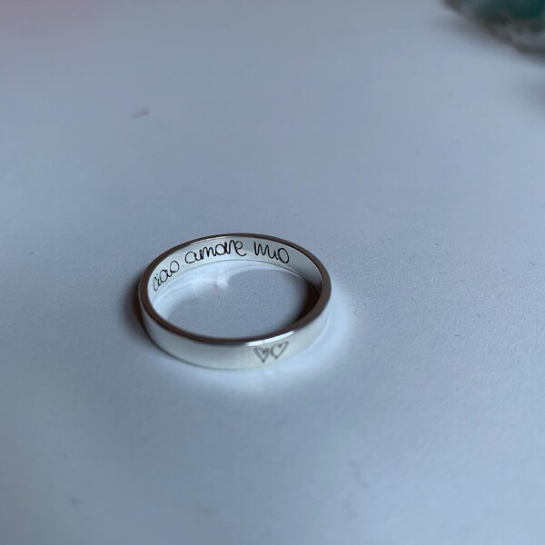 Personalized Engraved Handwriting Ring Wide Handwriting Band Custom ...