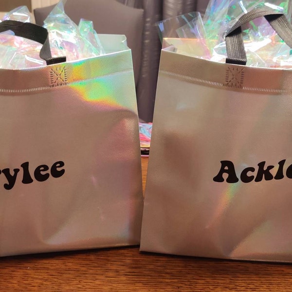 Retro Holographic Tote Gift Bag Personalized / 70s 80s Disco Style ...