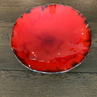 Red Ceramic Platter, Large Pottery Platter, Handmade Serving Platter ...