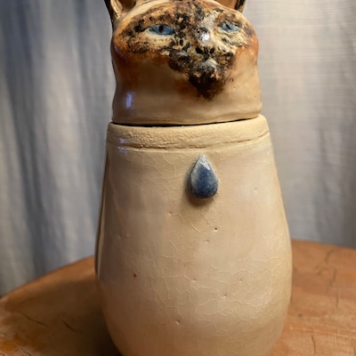 Handmade Ceramic Cat Urn Hand-painted Kitty Memorial Personalized Pet ...