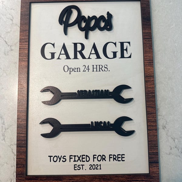Personalized Grandpa's Garage With Kids Name Wooden Sign, Custom Garage ...
