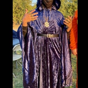 BLACK Wizard Robe With Hood Sleeves Fashion Velvet Costume, for ...
