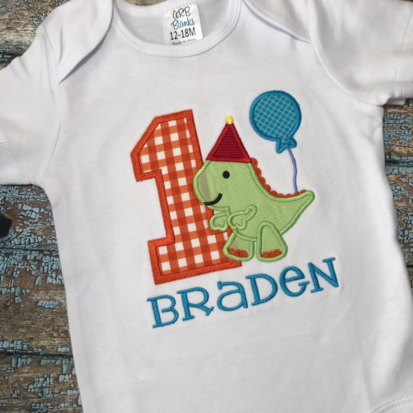 Dino Birthday Applique Design - Dinosaur Birthday Applique Design ...