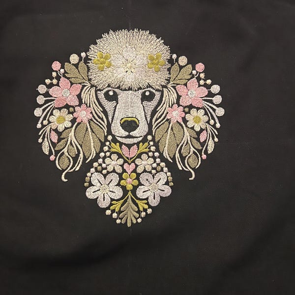 Poodle Embroidery Design, Floral Poodle Machiene Embroidery Design PES ...