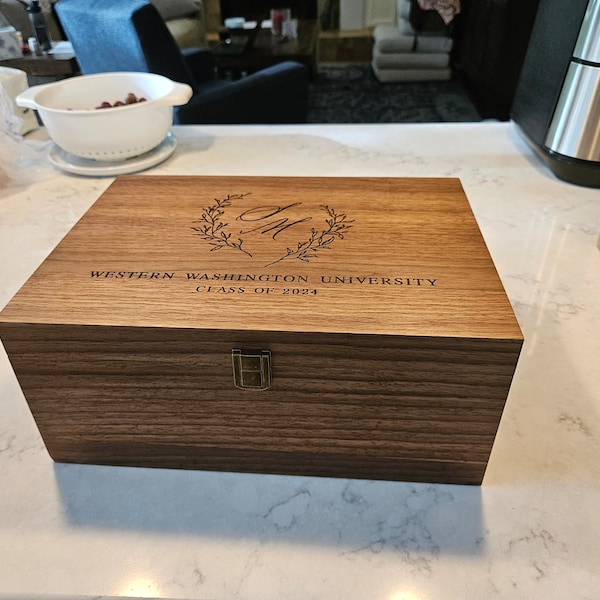 Personalized Walnut Keepsake Box, Wedding Memory Box, Jewelry Photo Box ...
