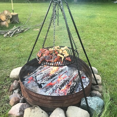 Heavy Duty, Hand Forged, Fire Pit Stake Grill - Etsy