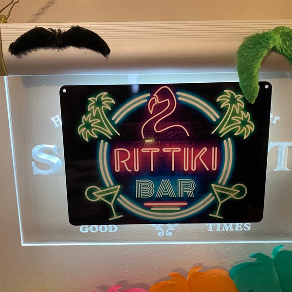 Personalised Bar Sign METAL Plaque Eighties 80s Neon Cocktail Nightclub ...