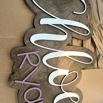Personalized 3D Nursery Baby Name Sign Custom Wood Name Plaque ...