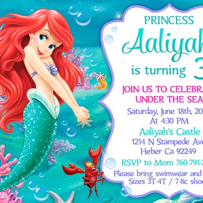 Little Mermaid Invitation Ariel Invitation Little Mermaid Birthday ...