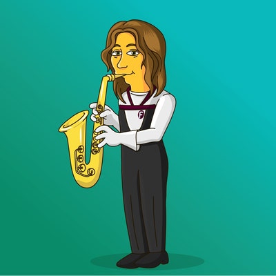 Saxophone Player Gift Custom Portrait From Photo as Yellow Cartoon ...