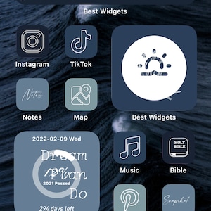 Ios 14 Beach App Icons Blue Beach Pack Icons Aesthetic Line - Etsy