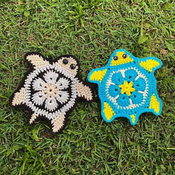 Crochet Pattern Coaster Turtle, PDF INSTANT DOWNLOAD, Crochet Applique ...