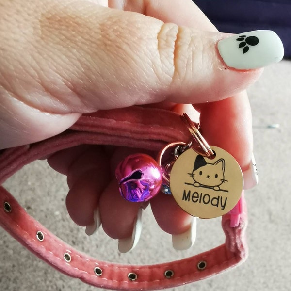 Tiny 20mm Cat Kitten ID Tags Laser Engraved, Stainless Steel Available ...