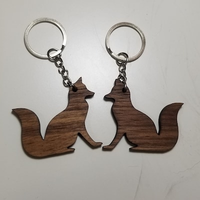 Wooden Fox Keychain Walnut Wood Animal Keychain - Etsy