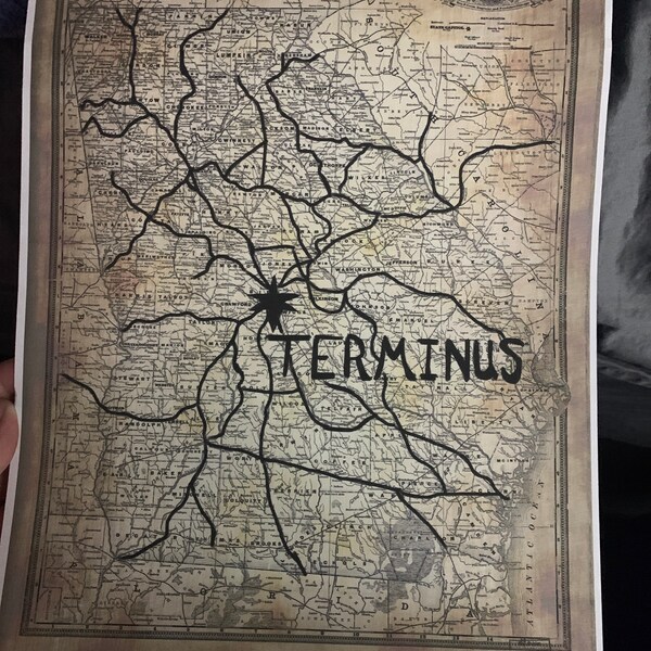 The Walking Dead Terminus Replica Map Prop Vintage Design Zombie Negan ...