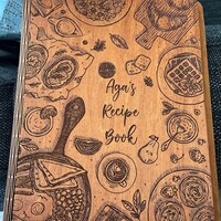 Personalized Wooden Recipe Book Binder Custom Journal Cookbook Notebook ...
