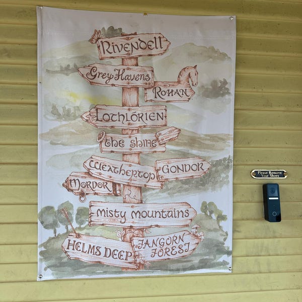 Middle Earth Signpost Pennant, Lord of the Rings Banner, LOTR Flag ...