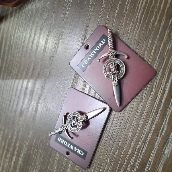 Crawford Clan Crest Kilt Pin - Gaelic Themes Kilt Pin - Tatum Te Robore ...