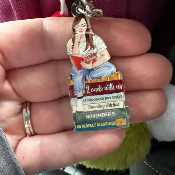 Personalized Girl Reading Book Acrylic Flat Keychain, Custom Book ...