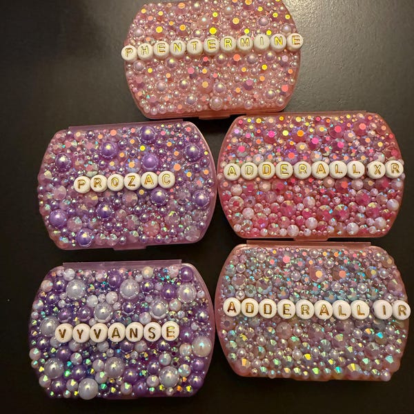 Custom Bedazzled Pill Box: Rhinestone Travel Case - Etsy