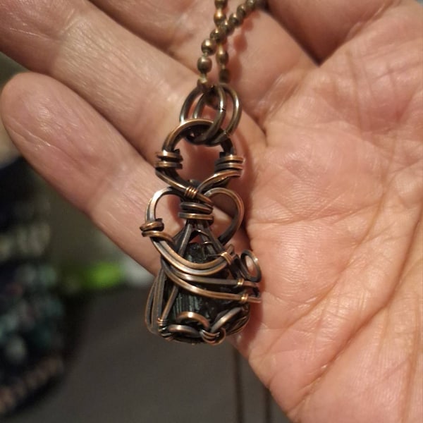 Rainbow Obsidian 'tyet' Wire Wrap Pendant Oxidized Copper - Etsy
