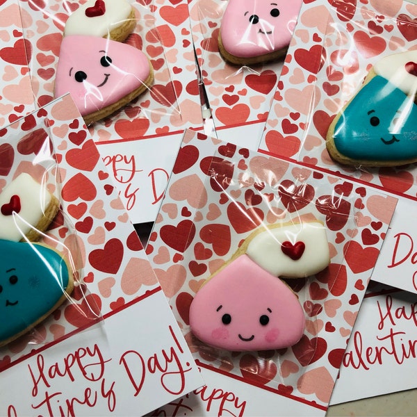 Valentines Printable Mini Cookie Card 3.5" X 5" - Valentines Cookie ...