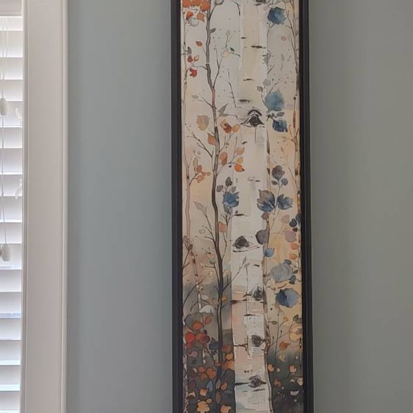 Long Narrow Wall Art, Tall Narrow Wall Art, Tree Wall Art, Vertical ...