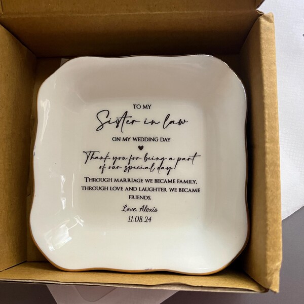 Personalized Ceramic Ring Dish - Custom Wedding Engagement Jewelry Dish - Mother's Day Trinket ...