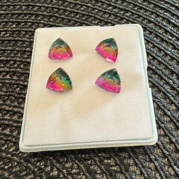 Natural Crystal Watermelon Tourmaline Gemstone Faceted Doublet Bi Color ...