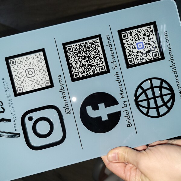 Triple Icon and QR Code Stand Instagram Business Social Media Sign ...