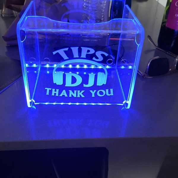 LED Glowing Tip Box-martini Design for Bartenders- Tip Jar -LED Tip Jar ...