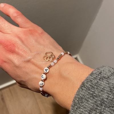 Pulsera con letras Letra de Plata pulsera con nombre pulsera de perlas ...