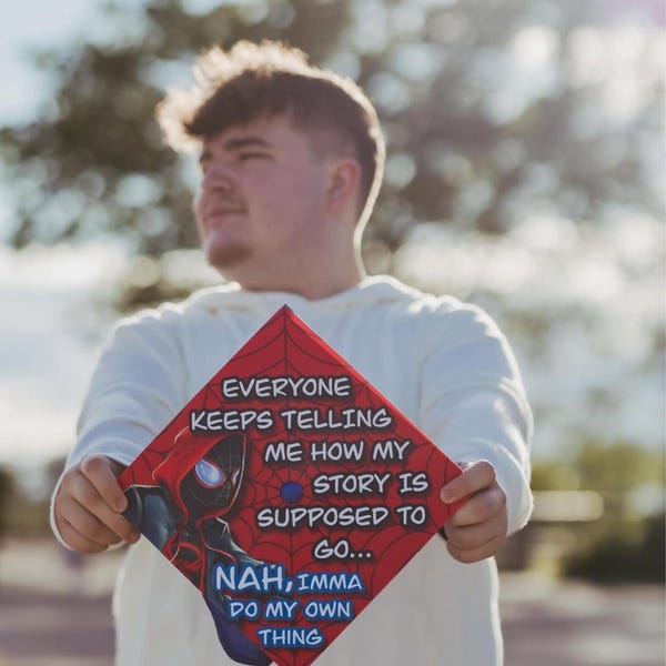 Spider Verse Printed Graduation Cap Topper, Super Hero Graduation, Grad ...