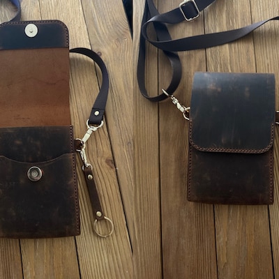 Carved Leather Wristlet Wallet Cute Small Wallet Minimalist Wallet ...