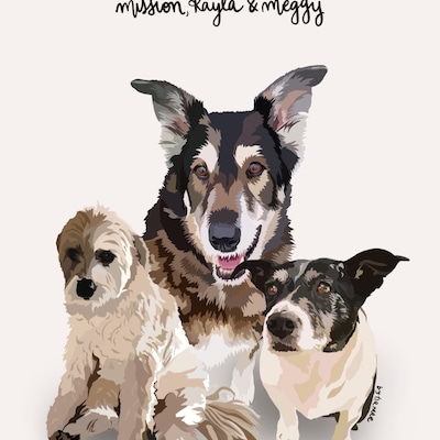 Custom Digital Faceless Group Portrait With Lettering - Etsy