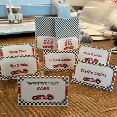 Race Car Food Labels, Race Car Birthday Food Tents Printable, Place Cards, Buffet Cards, Car ...