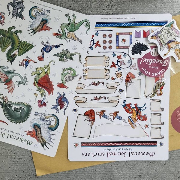 Sticker Sheet MEDIEVAL KNIGHTS Funny Whimsical Historical Stickers for ...