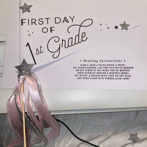 First Day of 1st First Grade Pennant Flag Printable Homeschool School ...