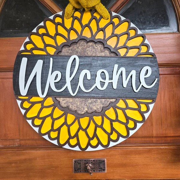 Unfinished Wood Round DIY Kit | Hello Spring | Door Decor | Wooden Door ...