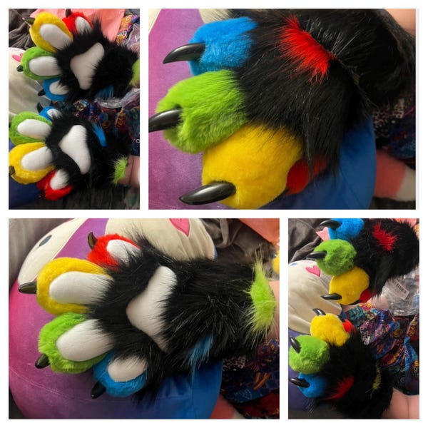 Furry Paws With Star Pattern and Colorful Style | Fluffy Fursuit ...